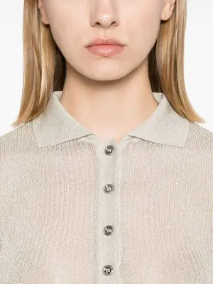 Pinko Lurex Ribbed Polo Sweater