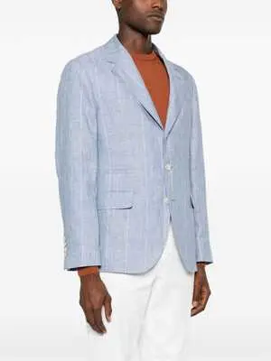 Brunello Cucinelli Striped Linen Blazer - Blue