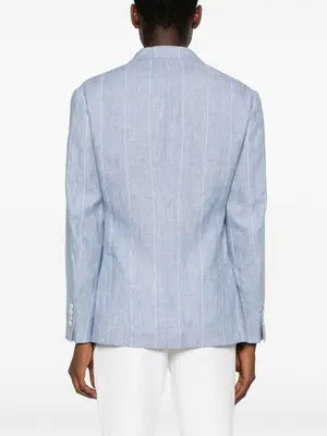 Brunello Cucinelli Striped Linen Blazer - Blue