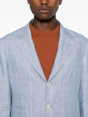 Brunello Cucinelli Striped Linen Blazer - Blue