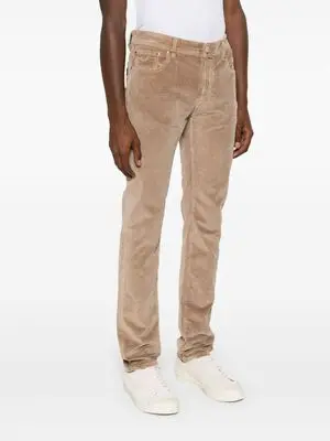 Jacob Cohen Logo-embroidered Corduroy Trousers - Neutrals