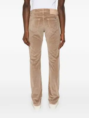 Jacob Cohen Logo-embroidered Corduroy Trousers - Neutrals