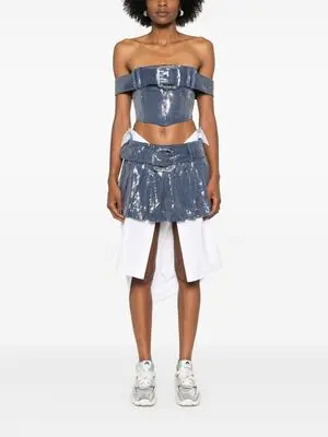 CHARLES JEFFREY Sequin-embellished Pleated Mini Skirt