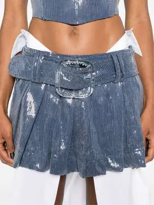 CHARLES JEFFREY Sequin-embellished Pleated Mini Skirt