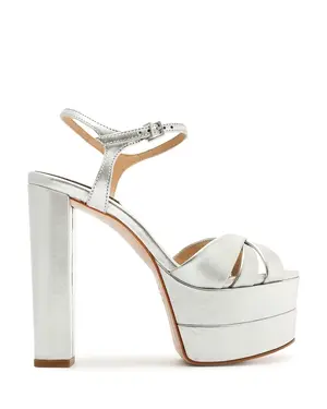 Schutz Keefa High Crossover Platform Sandals - Prata