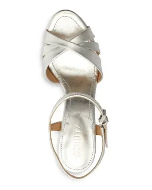 Schutz Keefa High Crossover Platform Sandals - Prata