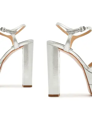 Schutz Keefa High Crossover Platform Sandals - Prata