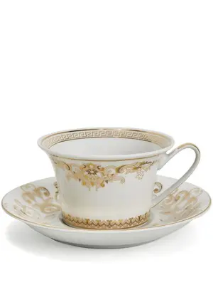 Versace X Rosenthal Medusa Gala Tea Cups And Saucers - White