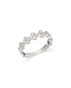 Bloomingdale'S Diamond Clover Cluster Band In 14k Gold, 0.44 Tcw - White