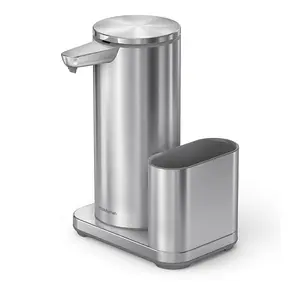 SIMPLEHUMAN 14oz Sensor Pump, Touch-free Hand Soap Dispenser With Sponge Caddy - Silver
