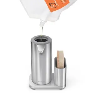 SIMPLEHUMAN 14oz Sensor Pump, Touch-free Hand Soap Dispenser With Sponge Caddy