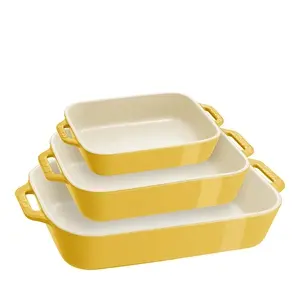 STAUB Ceramic 3 Pc. Nesting Rectangular Baker Set - Yellow