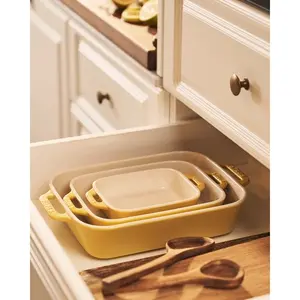STAUB Ceramic 3 Pc. Nesting Rectangular Baker Set - Yellow