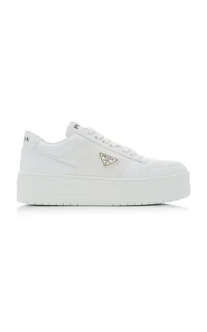 Prada Downtown Platform Leather Sneakers - White