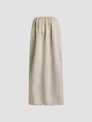 Adam Lippes Brynn Strapless Beaded Silk Midi-dress