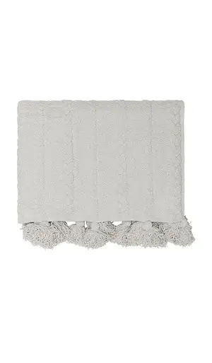 SUNDAY CITIZEN Braided Pom Pom Throw In Grey - Cloud Grey