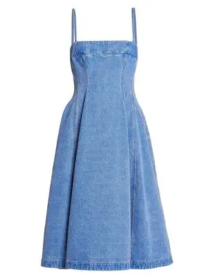 white christmas dresses Marni Denim Midi Balloon Dress in Blue/Black – Hampden Clothing main image 1