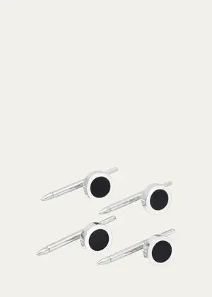 Bergdorf Goodman 18k White Gold Black Onyx Shirt Studs