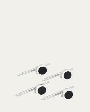 Bergdorf Goodman 18k White Gold Black Onyx Shirt Studs
