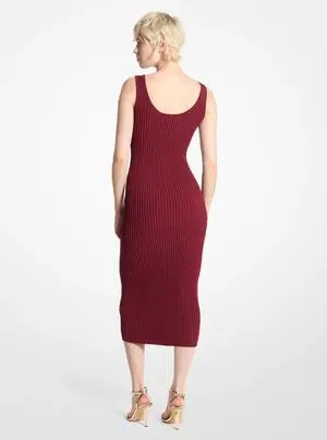 Michael Kors Ribbed Stretch Knit Zip Dress In Size By