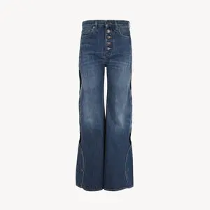 Chloé Cropped Cut-out Scallop Jeans In Denim