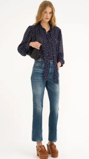 Chloé Lavallière Blouse In Silk & Lurex Dots