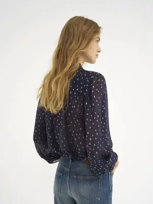 Chloé Lavallière Blouse In Silk & Lurex Dots