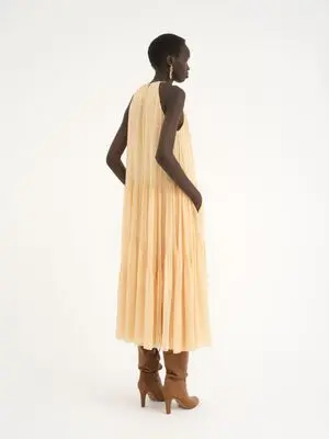 Chloé Long Gathered Silk Georgette Dress