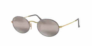 Ray-ban Oval Metal Sunglasses Grey Bi-mirror Grey