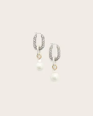 ALLSAINTS Cadence Two Tone Link Earrings With Crystal Embellishments