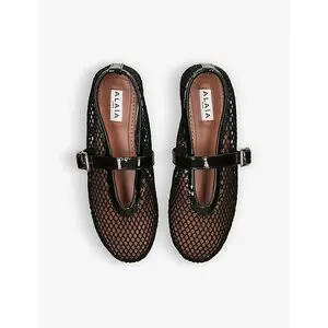 Alaïa Rhinestone-embellished Leather Ballet Flats - Black