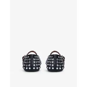 Alaïa Rhinestone-embellished Leather Ballerina Shoes - Black