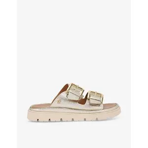 Carvela Pavilion Buckle-strap Metallic-leather Sandals - Gold