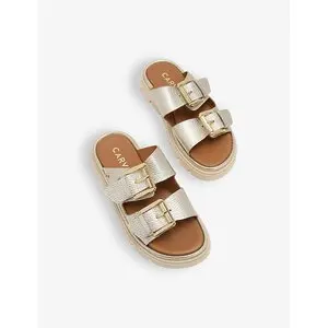 Carvela Pavilion Buckle-strap Metallic-leather Sandals - Gold