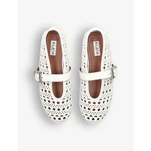 Alaïa Azzedine Vienne Cut-out Leather Ballet Flats - White