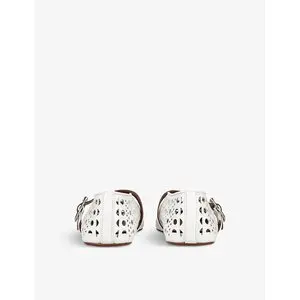 Alaïa Azzedine Vienne Cut-out Leather Ballet Flats - White