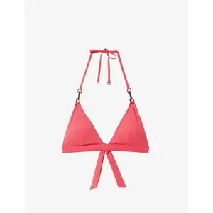 REISS Riah Side-Tie Low-Rise Bikini Bottom Coral