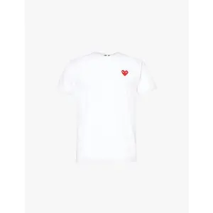 Play Comme Des Garcon Small Red Heart Brand-appliqué Cotton-jersey T-shirt - White