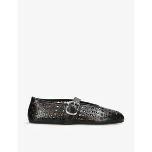 Alaïa Vienne Cut-out Leather Ballerina Courts - Black
