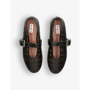 Alaïa Vienne Cut-out Leather Ballerina Courts - Black