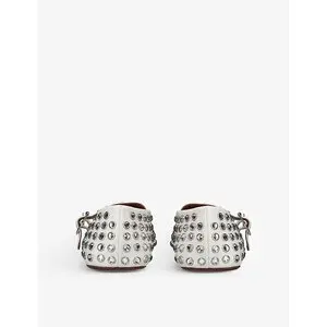 Alaïa Rhinestone-embellished Leather Ballet Flats - White