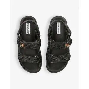 Steve Madden Millo Double-strap Raffia Sandals - Black