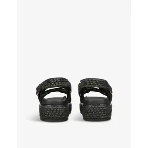 Steve Madden Millo Double-strap Raffia Sandals - Black