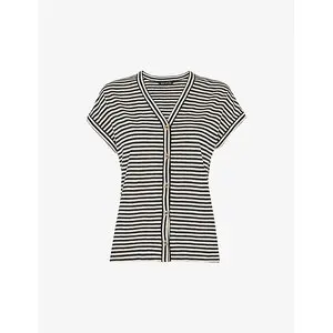 Whistles Relaxed-fit Striped Cotton Top - Black