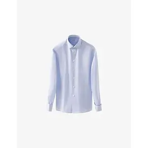 Eton Signature French-cuff Slim-fit Cotton-twill Shirt - Light Blue