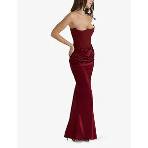 House Of Cb Persephone Strapless Corset Maxi Dress - Wine | Editorialist