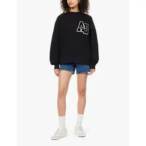 ANINE BING Miles Oversized Cotton-jersey Sweatshirt - Black