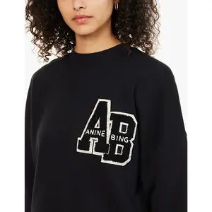 ANINE BING Miles Oversized Cotton-jersey Sweatshirt - Black