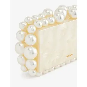 Cult Gaia Eos Faux-pearl And Acrylic Clutch - Ivory