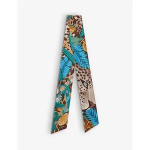 CARTIER Panther In The Jungle Graphic-print Silk-twill Headband - Beige